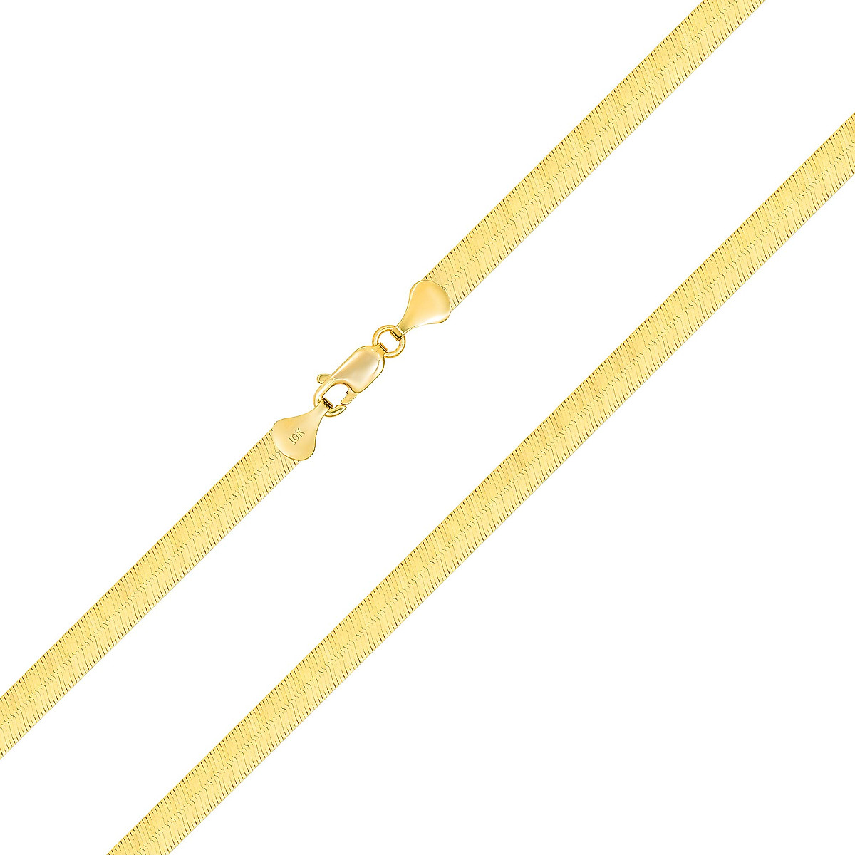 Nuragold 10k Yellow Gold 6mm Solid Herringbone Silky Flat High Polish Chain Necklace, Womens Mens Jewelry 16" 18" 20" 22" 24"