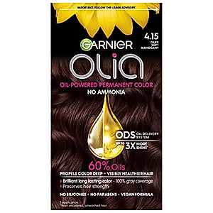 Garnier Hair Color Olia Ammonia-Free Brilliant Color Oil-Rich Permanent Hair Dye, 4.15 Dark Soft Mahogany, 1 Count (Packaging May Vary)