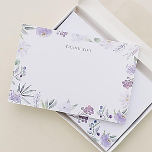 Gooji 4x6 Purple Floral Thank You Cards with Envelopes 20 Pack, Floral Blank Note Cards with Envelopes, Purple Thank You Cards, Tea Party Thank You, Thank You for Your Hospitality
