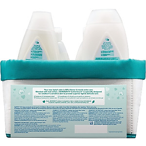 Johnson's Touchably Soft Newborn Baby Gift Set for New Parents, Baby Bath & Skincare Essentials for Newborn Skin, Hypoallergenic, Free of Paraben, Sulfates, and Dyes, 5 Items