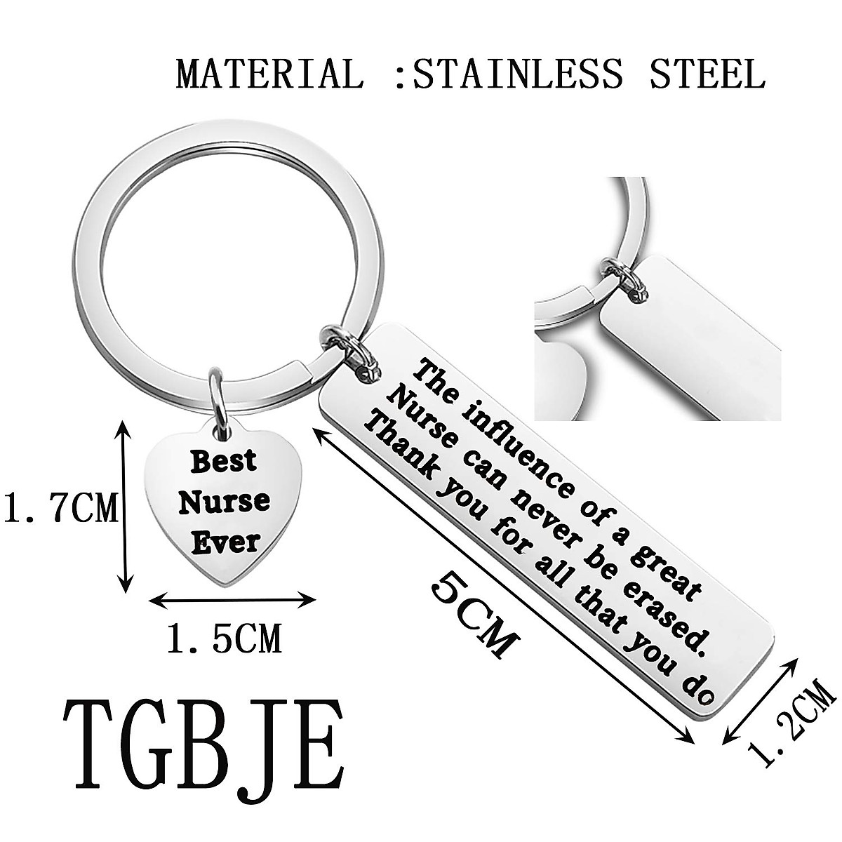 TGBJE Nurse Gift The Influence Of a Great Nurse Can Never Be Erased Best Nurse Ever Gift RN Gift NP Gift BSN Gift LPN Gift (Nurse Keychain)