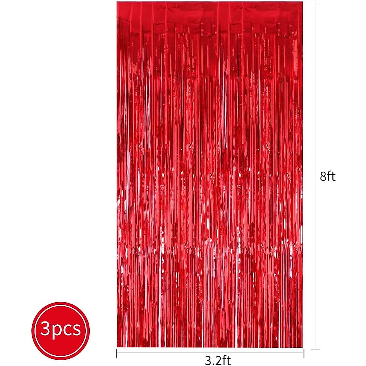 TONIFUL 3Pcs Red Door Streamers,Red Photo Booth Backdrop Metallic Streamers Red Foil Fringe Curtains for Birthday,Christmas,New Year,Bachelorette,Graduation Party Streamers Decor(9.9ft x 8.2ft)