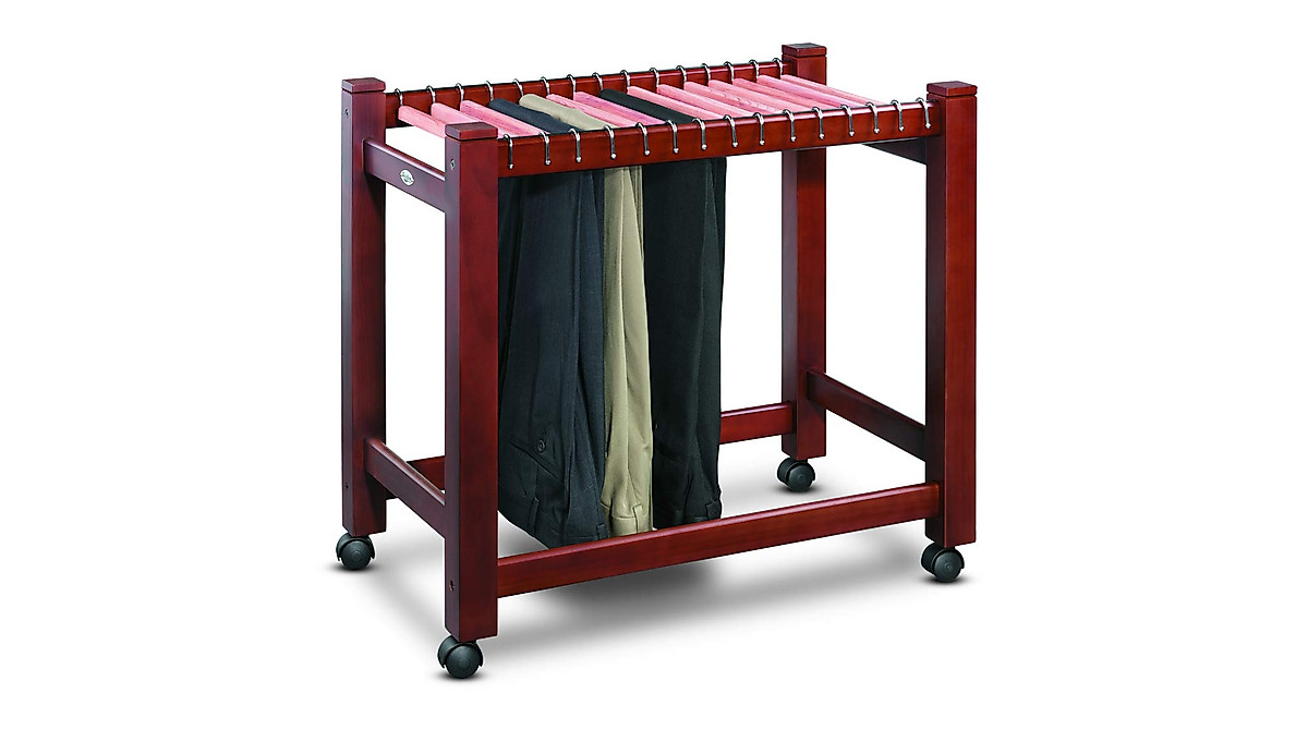 Woodlore Wooden Pant Trolley – Elegant Closet Organizer with Mahogany ...