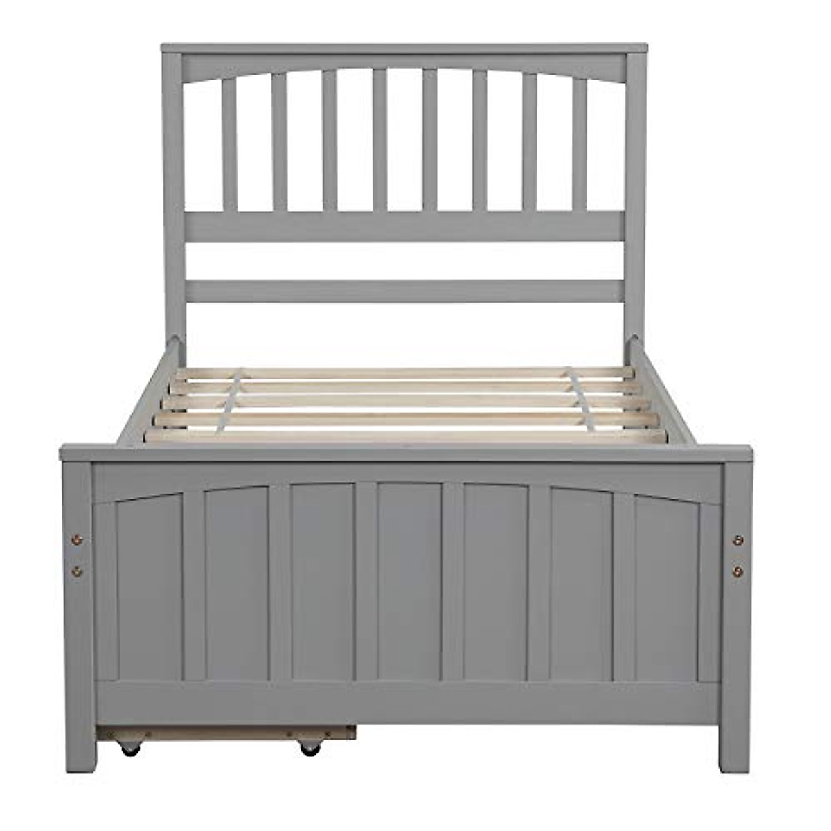 Harper & Bright Designs Twin Bed Frame with Drawers, Kids Platform Twin Bed with Storage, Solid Wood, No Box Spring Needed (Light Grey (Drawers))
