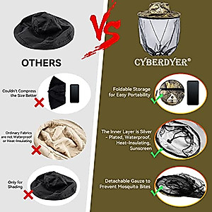 Head Net Hat Beekeeping Beekeeper Bee Veil Hat Bucket Hat with Hidden Net Mask Hunting Netting Hat Detachable Mesh Hood Cap Halloween Costume for Men Women Safari Hat Outdoor Hiking Fishing Gardening