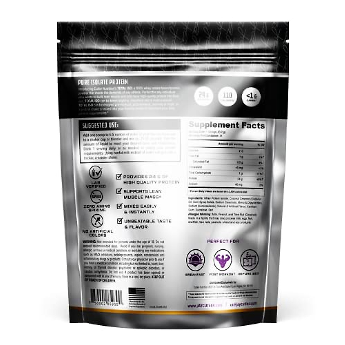 Cutler Nutrition Total ISO Whey Isolate Protein Powder: Best Tasting Whey Protein Shake Featuring 100% Whey Protein Isolate, Perfect Post Workout Protein Powder Mix, Peanut Butter Cereal, 2 Pounds