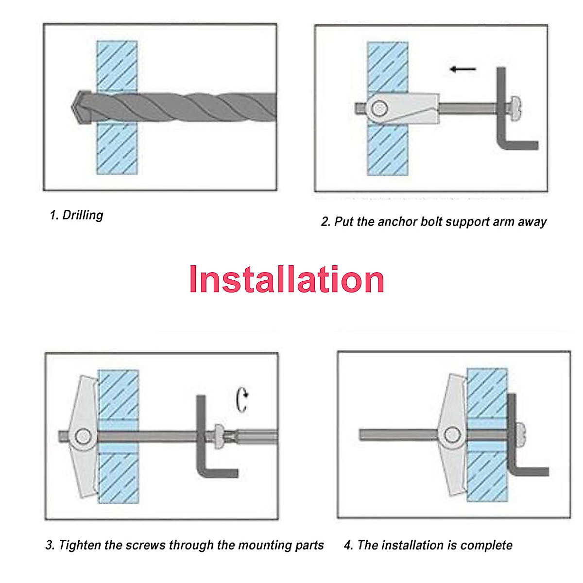 cSeao 22 Pieces Heavy Duty Drywall Ceiling TV Anchors Toggle Bolt Assortment Kit, 1/8" 1/4" 3/16" Spring Loaded Hollow Wall Inserted Bolt Wing Nuts