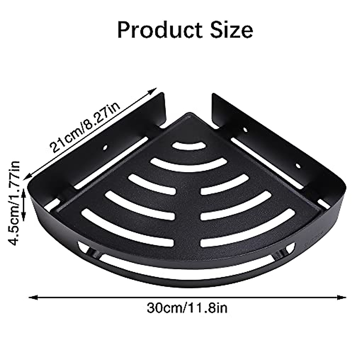 UOIXPUHUO 2pc Shower Shelf,Bathroom Organiser,Corner Shower Caddy,Triangle Storage Basket,Rustproof No Drilling for Bathroom Kitchen (Black)