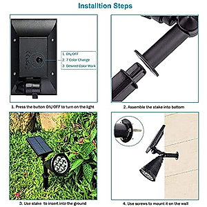 CallToU Solar Spot Lights 7 Colors Halloween Lights Christmas Solar Outdoor Light Waterproof Landscape Lighting 180°Adjustable Solar Landscape SpotLights for House Backyard Pool Patio Garden 2 Pack