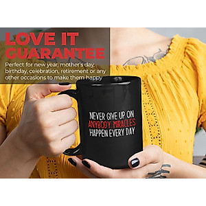 Bubble Hugs Nurse Coffee Mug 15oz Black - Never give up - Labor Clinical Certified Nursing Assistant Surgical Emergency Oncology Practitioner