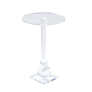 ACRYLCASE Clear Lucite Acrylic Round End Table Pedestal Side Table Furniture (15.7x15.7x23.6''H)