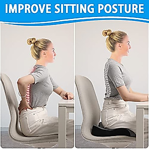 Seat Cushion Memory Foam Butt Cushion for Office/ Home Desk Gaming Chair Pain Relief for Sciatica, Butt, Tailbone, Back, Coccyx, Hamstrings - CertiPUR-US (Gray Black)