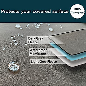 Waterproof Blanket Cover 80”x90” for Adults, Dogs, Cats or Any Pets - 100% Waterproof Furniture or Mattress Protector – Large Size for Twin, Queen, King Beds (Warm Gray/Cool Gray)