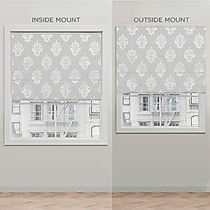 Exclusive Home Curtains Marseilles Damask 100% Blackout Roman Shade, 27"x64", Silver