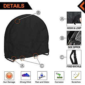 2win2buy Round Firewood Log Rack Cover, Outdoor Waterproof Ring Log Hoop Cover fit 4 Seasons Black & 5 Pairs LED Light Up Shoelaces Casual Sneaker Waterproof Plastic Shoe Strings