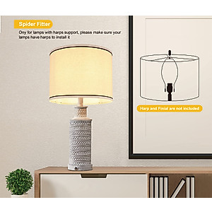 Lamp shades Set of 2,Drum Lampshades 13"x13" x 10" High, Medium Lampshades for Table Lamps Floor Lamps, Natural Linen Hand Crafted, Easy Assembly Required,Beige Lampshade((Spider Fitter)