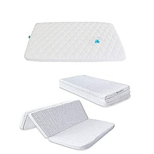 Pack n Play Mattress Pad and Pack N Play Mattress Topper, Trifold Playard Mattress Topper, Waterproof Crib Mattress Pad Cover for Pack N Play - 39" x 27" Fitted Pad