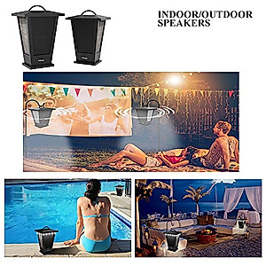 pohopa Bluetooth Speakers Waterproof, 2 Packs True Wireless Stereo Sound 20W Speakers Dual Pairing Lantern Indoor Outdoor Speakers with 20 Piece LED Lights, Rich Bass, Pinao Black