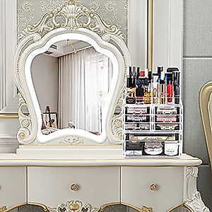 DreamGenius Makeup Organizer 3 Pieces Acrylic Cosmetic Storage Drawers Organizer for Vanity and Bathroom, Stackable Cosmetic Organizer Countertop with 8 Drawers