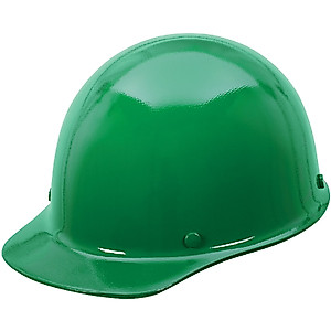 MSA 475399 Skullgard Cap Style Hard Hat with Fas-Trac III Ratchet Suspension | Non-slotted Hat, Made of Phenolic Resin, Radiant Heat Loads up to 350F - Standard Size in Green