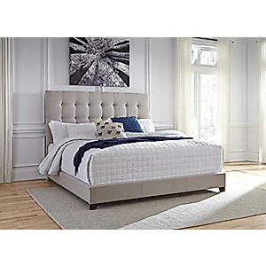 Signature Design by Ashley Dolante Modern Farmhouse Button-Tufted Upholstered Platform Bed, King, Beige