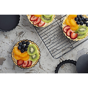 Gourmia GPA9375 Mini Tart Pans with Removable Bottom - 6 Pack, 5” Diameter, 1” Depth – 100% PFOA free Non Stick Carbon Steel - Miniature Molds For Pies, Cheese Cakes, Desserts, Quiche pan and More