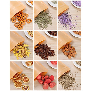 Larzack 50pcs Kraft Bags with Window 3.5x5.5 Inches Brown Reusable Sealable Zip Lock Food Storage Stand up Paper Pouches for Home or Business