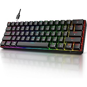 KOORUI Gaming Keyboard 60 percent, Wired Ultra-Compact Mechanical Keyboard 61 Keys,26 RGB Backlit with Blue Switch Mini Keyboards for Windows MacOS Linux-Easy to Carry On Trip