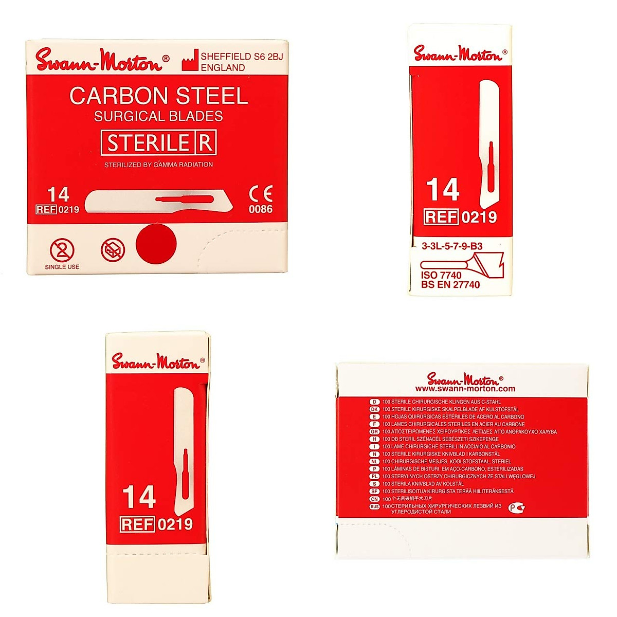 Swann Morton No.14 STERILE Carbon Steel Scalpel Blades - Box of 100 - Brand New Stock Dated 2023 - Made in England (UK) - Finest Precision Blades - Durable Quality for Experts & Professionals
