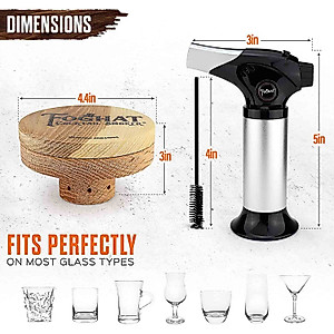 The Foghat Cocktail Smoker and Old Fashioned Smoked Cocktail Kit with Torch and Butane Refill - Bourbon Barrel Oak Wood Chips and 5 Singlez Bar Old Fasioned Mix Packets - Whiskey Smoker Kit For Drinks