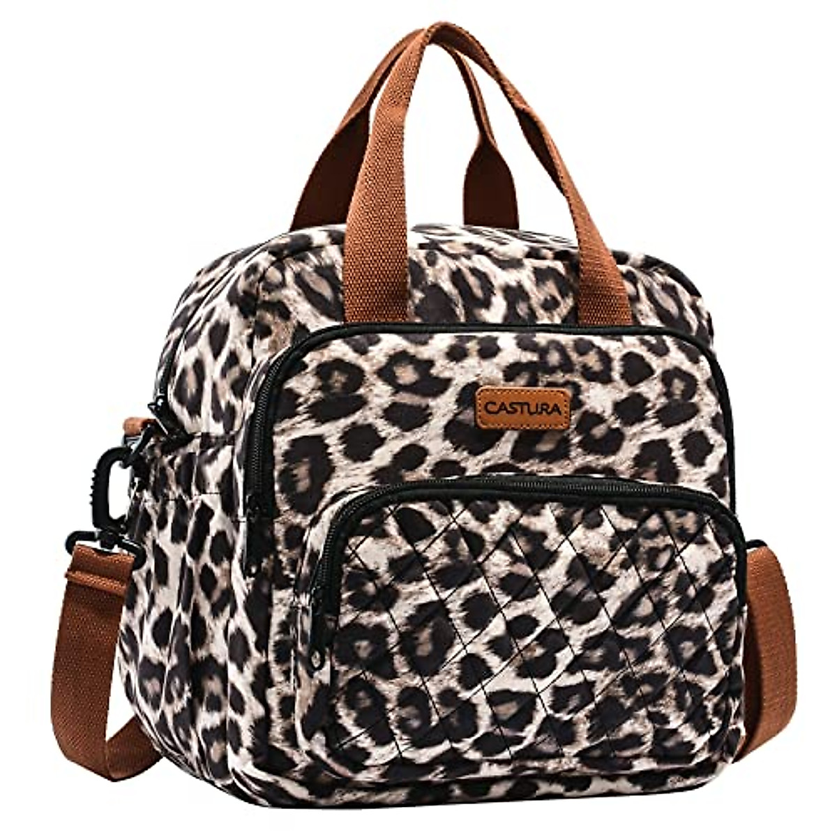 Castura Women Lunch Bag Insulated Convertible Backpack Lunch Tote Leopard