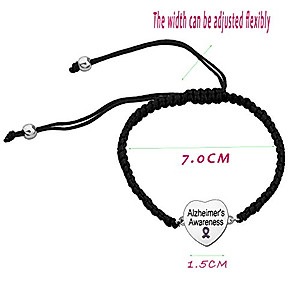 CHOORO Alzheimer's Ribbon Adjustable Bracelet Purple Ribbon Jewelry Alzheimer's Awareness Ribbon Jewelry (Alzheimer's BR)