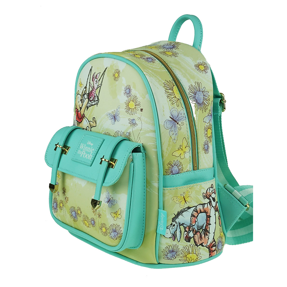 KBNL Winnie The Pooh 11 inches Faux Leather Mini Backpack - A21773, Multicoloured, Medium