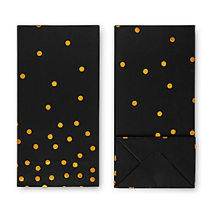 ROYAL BLUEBONNET Pink and Gold Confetti Gift Bags -Set of 24- Pink Paper Goodie Bags and Stickers – Baby Shower Favor Bags, Pink and Gold Party Decorations, Pink Party Supplies, Pink Candy Bags