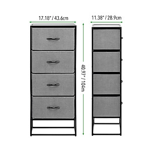 mDesign Tall, Vertical 4-Drawer Dresser Storage Tower - Sturdy Steel Frame, Easy Pull Fabric Bins/Wood Handles - Organizer Unit for Bedroom, Hallway, Entryway, Closets - Charcoal Gray