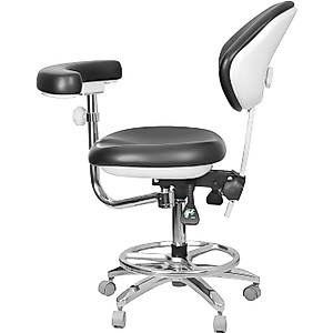 Mobile Adjustable Doctor's Stool Dental Assistance Chair Foot Control 360 Degree Rotation Armrest PU Leather QY-600M-B2