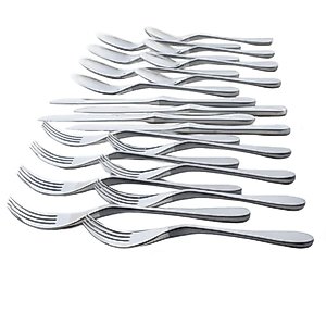 Knork Original Cutlery Utensils Flatware Set, 20 Piece (Service for 4), Duo Silver