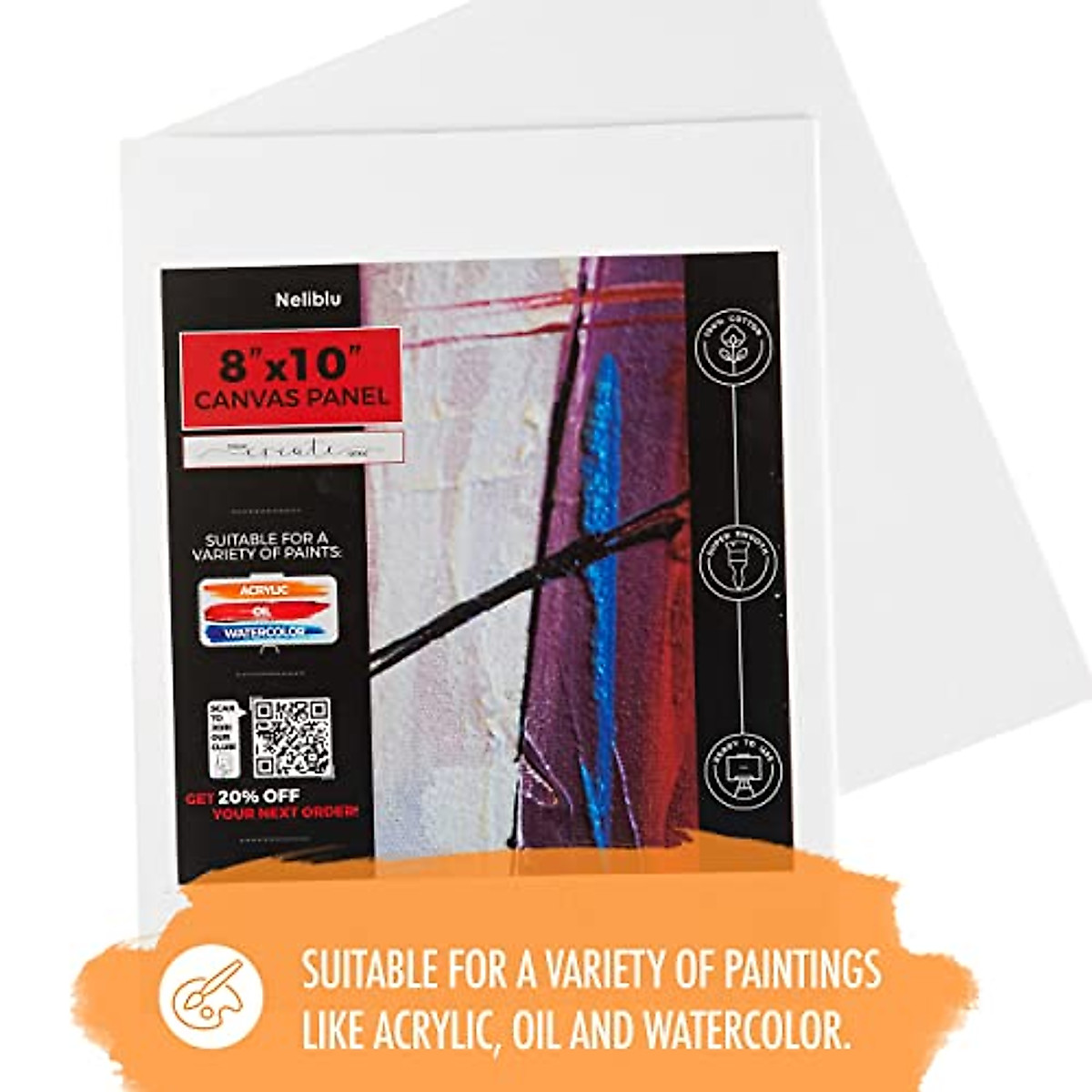 Neliblu White Canvases for Painting - Pack of 12, 8x10 Inches - Cotton Painting Canvas Boards for Oil and Acrylic Painting, Art Canvas for Dry and Wet Canvas Painting | White Canvas Board for Kids