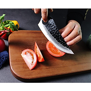KOPALA Kitchen Knife Multi-purpose Boning Knives for Cooking, BBQ, Camping, Grill, Carbon Steel Chef Knife with Leather Sheath