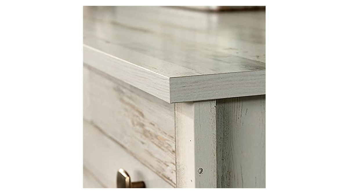 Sauder River Ranch 6-Drawer Dresser in White Plank - Rustic Style & Storage