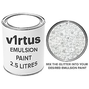 V1RTUS Silver Holographic Glitter Paint Crystal Additive 100g / 3.5oz for Acrylic, Latex, Emulsion - use Interior/Exterior - Wall, Ceiling, Wood, Metal, Varnish, Dead Flat, Matte, Soft Sheen or Silk
