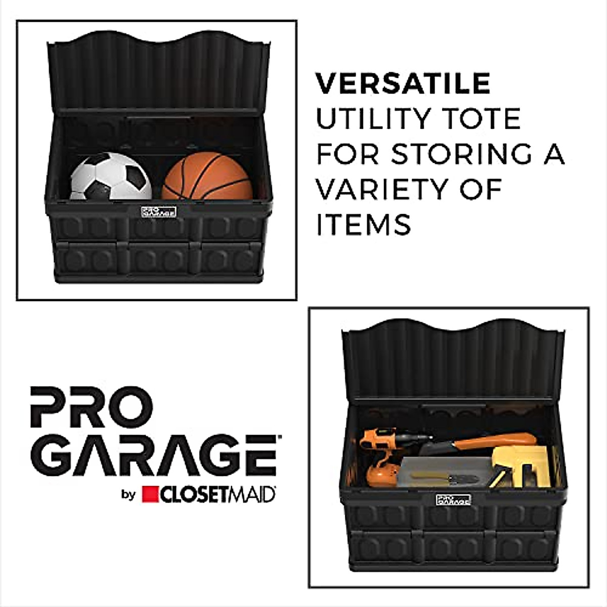 ClosetMaid ProGarage 12 Quart Utility Storage Tote Container, Black