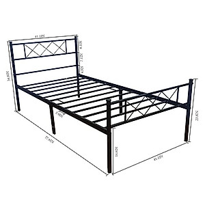 AnwickNomo Metal Twin Size Bed Frame Foundation with Headboard/Footboard for Boys Girls Adults Twin