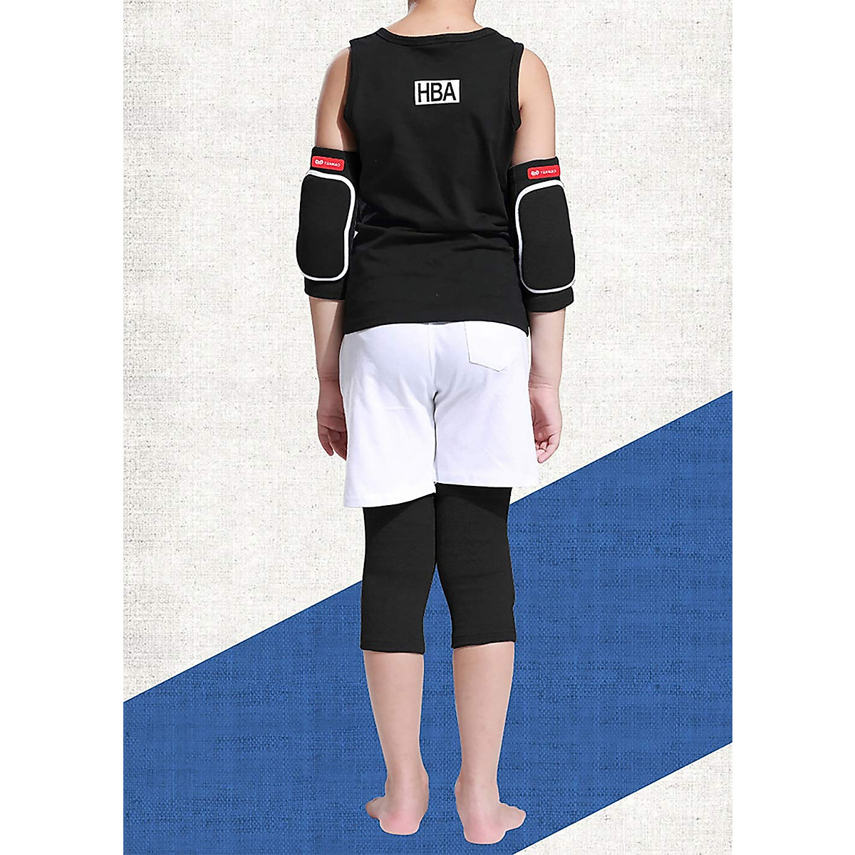 ANKOMINA Children Kids 2 Pairs Knee Pad and Elbow Support Set,Anti-Slip Breathable Flexible Elastic Knee Brace Knee Elbow Support Protector for Volleyball Football Dance Yoga Skating Baskeball Sport