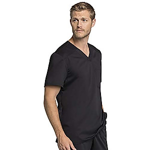 Cherokee Men's Tuckable V-Neck Scrub Top with Trio Blend Stretchable Fabric WW755AB, M, Black