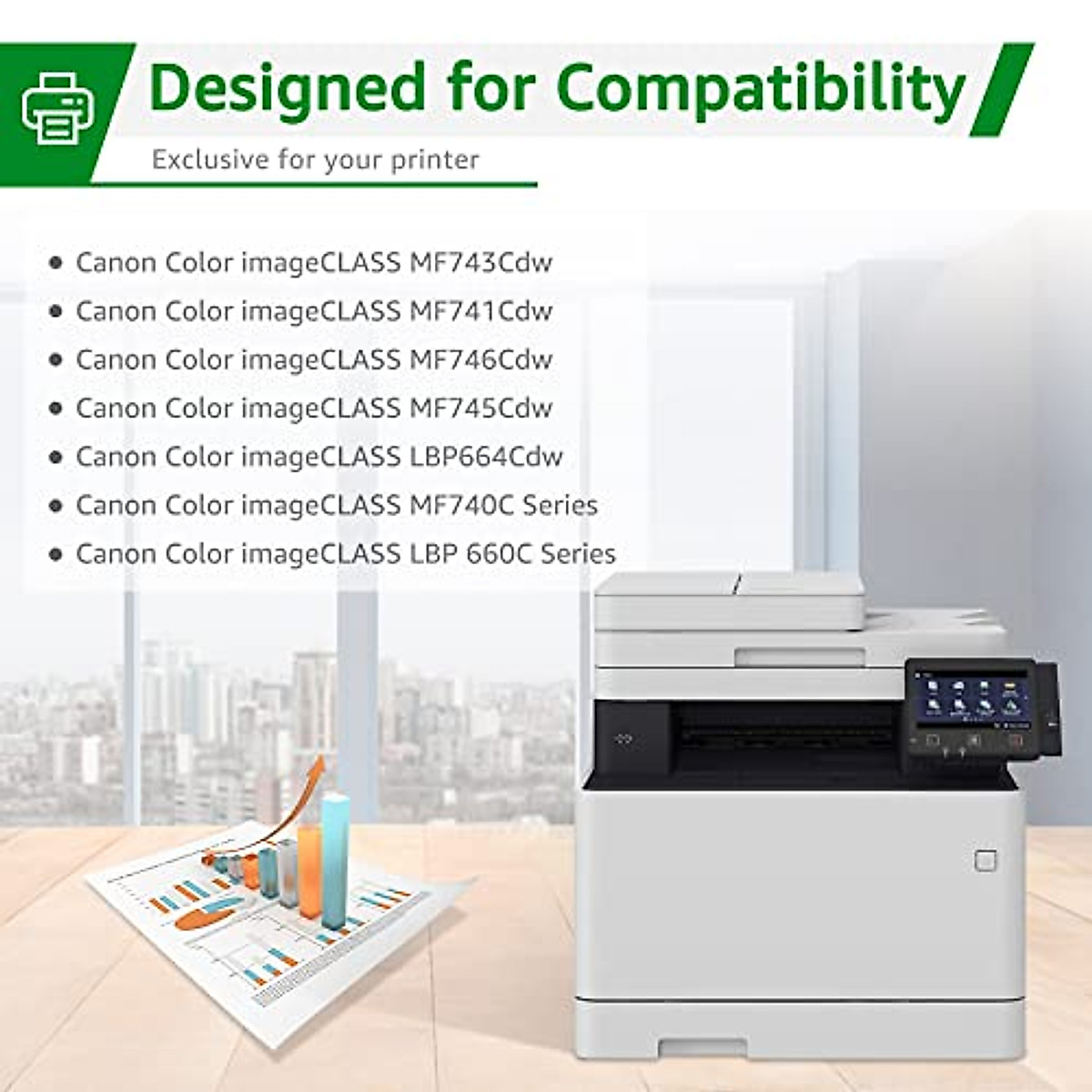 GREENSKY Compatible Toner Cartridge Replacement for Canon 055 055H Color imageCLASS MF741Cdw MF743Cdw MF745Cdw MF746Cdw Printer Toner with Chip(1Black, 1Cyan, 1Yellow, 1Magenta, 4-Pack)