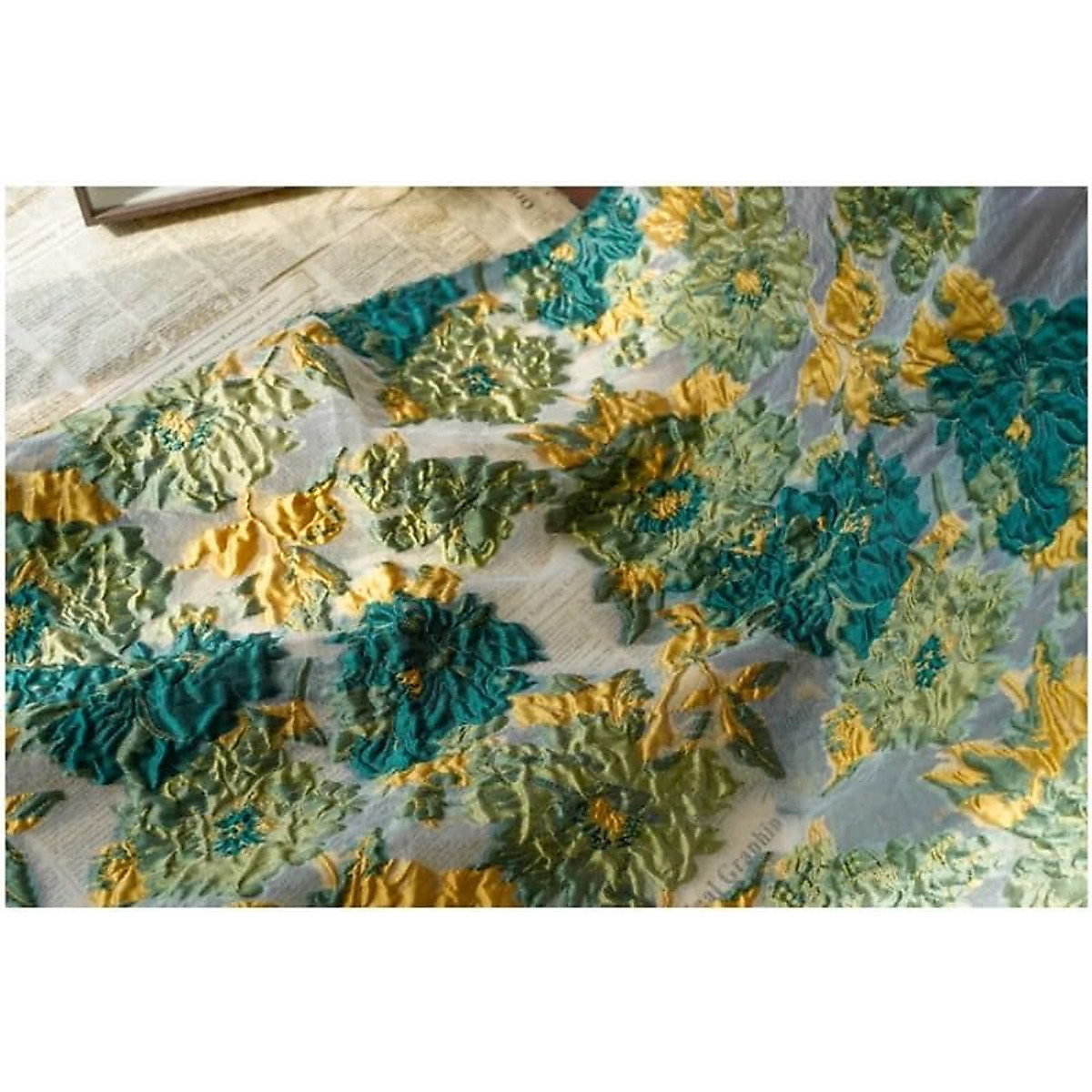 XMTXZYM 2 Meter Yarn Dyed Embossed Jacquard Fabric Women's Dress DIY Sewing Fabric