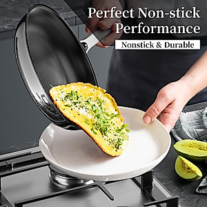 Stainless Steel Frying Pan Set,8inch&9.5inch&11inch Nonstick Ceramic Frying Pan with Lid Non Toxic Healthy Ceramics Egg Pan Omelet Pans,Kitchen Cooking Pan Compatible W/All Cooktops PFOA Free