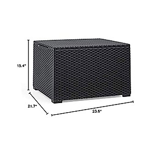 Keter Emma Corfu Coffee Storage Table Modern All Weather Outdoor Patio Garden Backyard Furniture, Grey