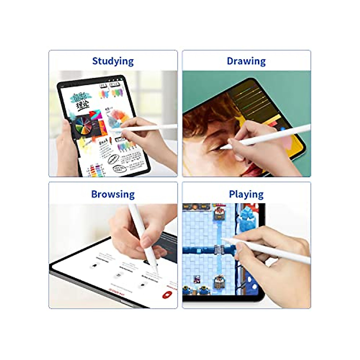 Stylus Pen with Charging Case Palm Rejection Stylus Pen Compatible with Apple iPad Pro 11 & 12.9 inch, iPad 9th/8th/7th/6th Gen, iPad Air 4th/3rd Gen,iPad Mini 6th/5th Gen